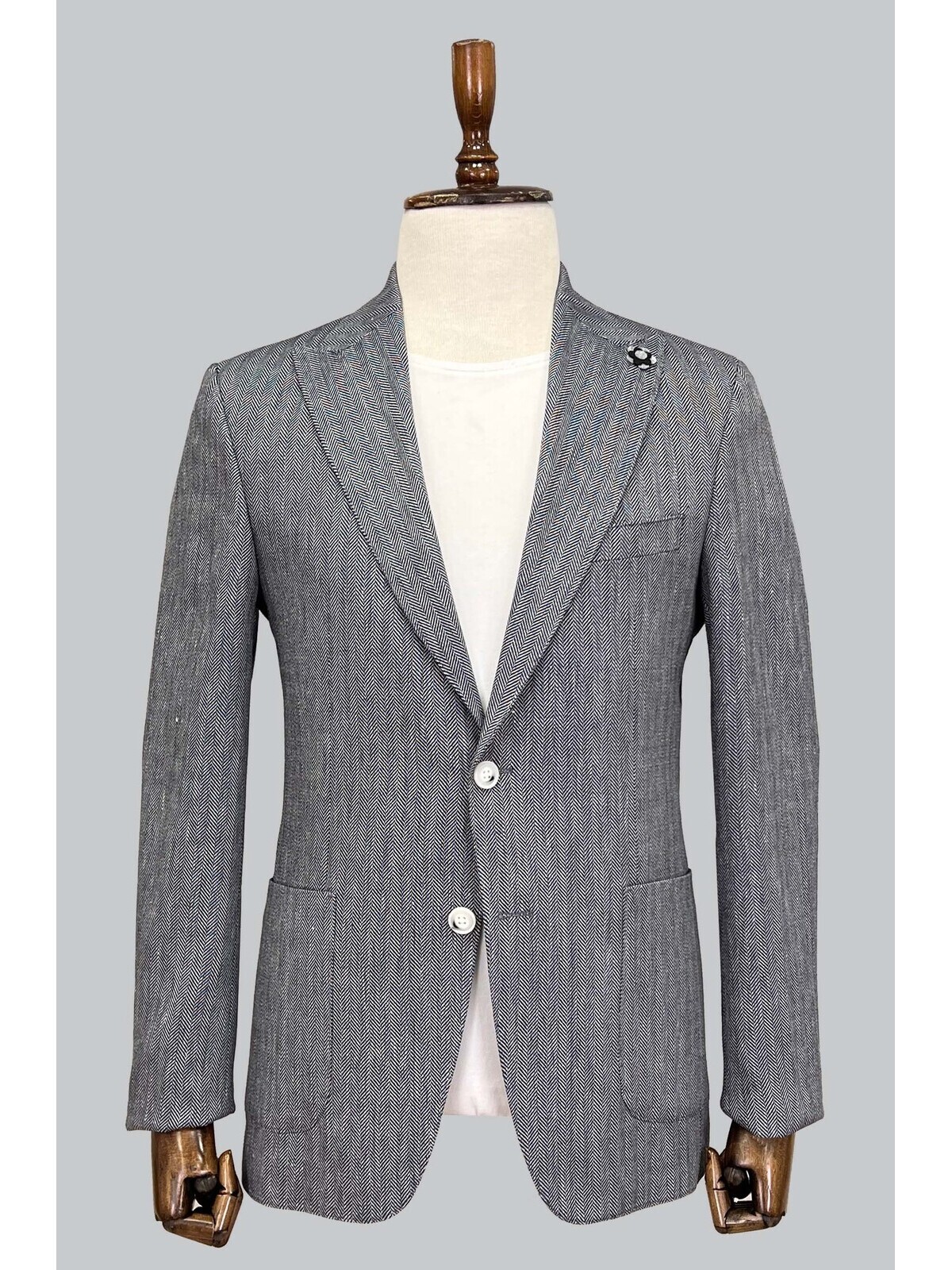 SUIT SARTORIA NAVY BLUE LINEN JACKET 4337