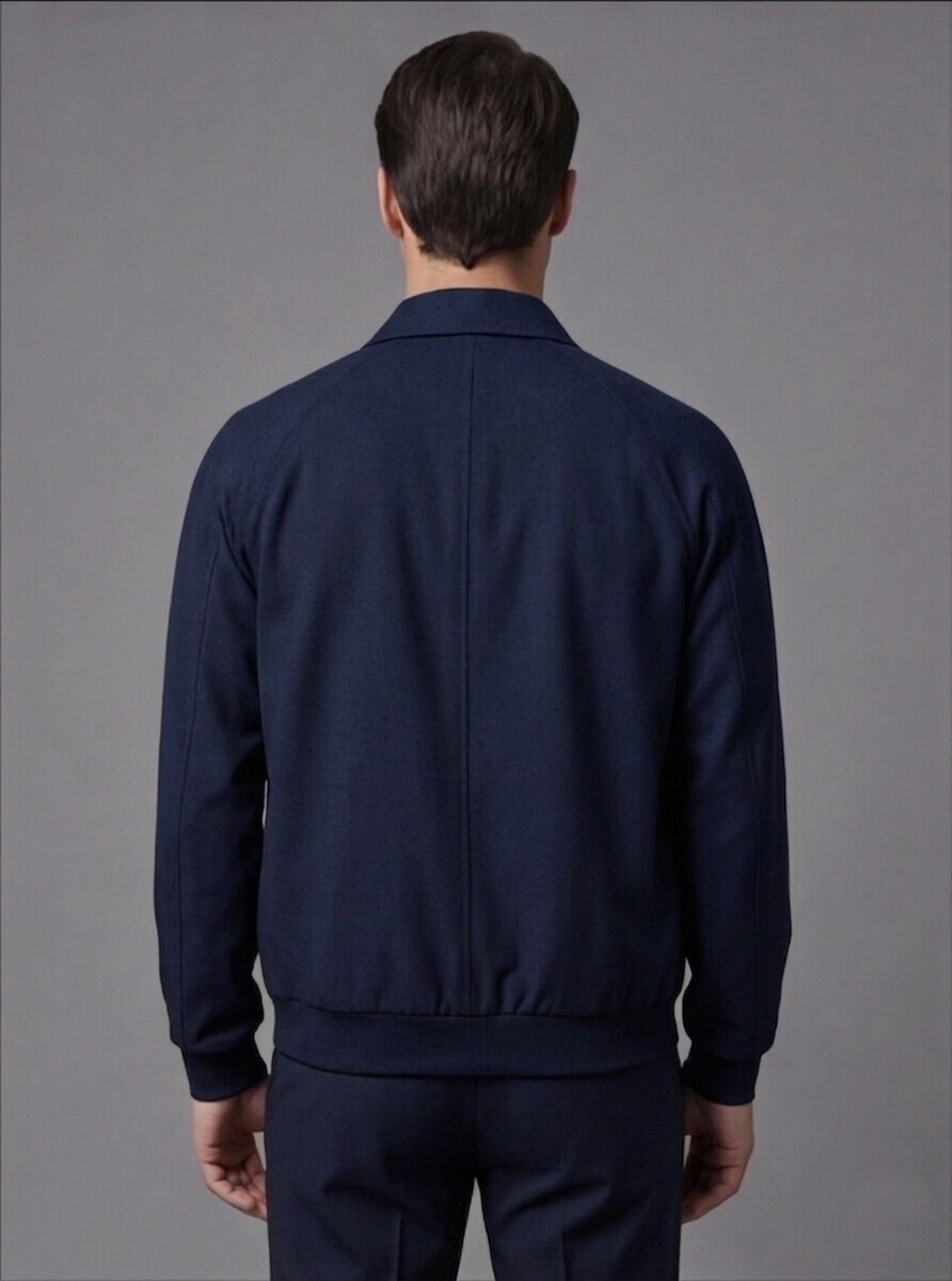 Navy Blue Zip-Up Shirt Collar Smart Casual Suit | Suitsartoria